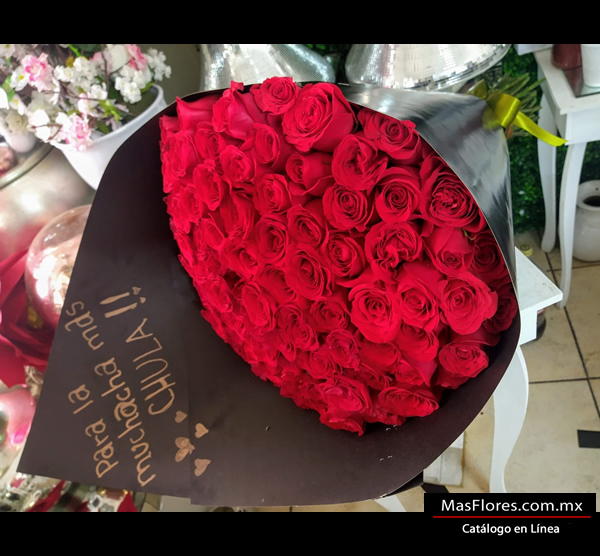 Ramo de 100 Rosas Rojas - MasFlores.com.mx