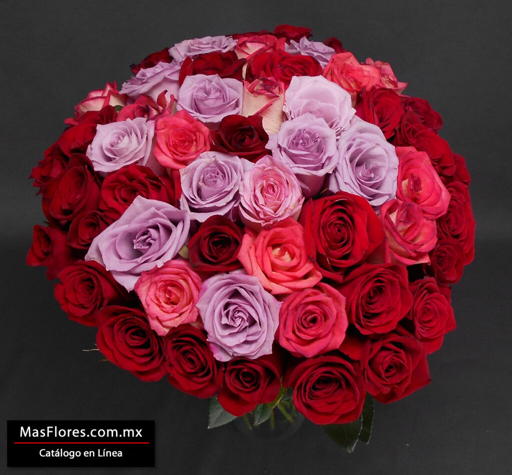 Ramo 50 Rosas en 3 colores - MasFlores.com.mx